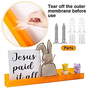 4 Pcs 15" Acrylic Floating Shelves Kids Bookshelf for Wall Mounted Macaron Color Hanging Acrylic Bookcase Display Shelf for Toy Record Vinyl Picture Book Living Room Bedroom Decor Frames