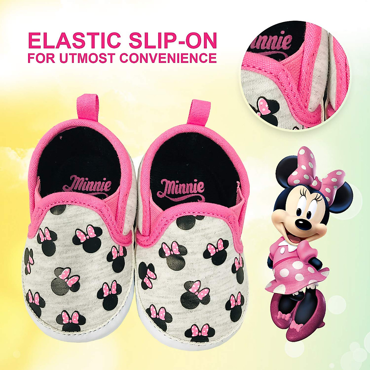 Disney Mickey Mouse Red and Black Infant Shoes (Pink Minnie, us_Footwear_Size_System, Infant, Age_Range, Medium, 6_Months, 9_Months)