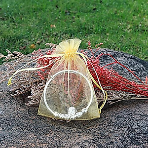 Jwsqmc 4x6 Inch Organza Gift Bags with Drawstring for Jewelry,Candy,Set of 50 Gold Sachet,Sheer Fabric Mesh Tie Sack for Baby Shower,Birthday,Party Favors,Wedding,Bridal Shower,Graduation,Halloween