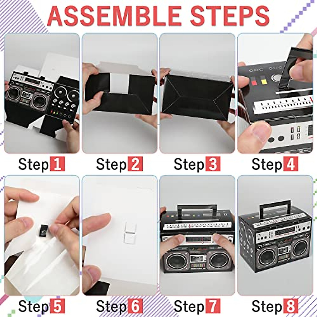 80s Party Favor Treat Boxes 24 PCS Novelty Boom Box Gift Boxes Retro Radio Mixed Color Candy Goodies Box for Retro 1980s Theme Hip Hop Music Party Supplies