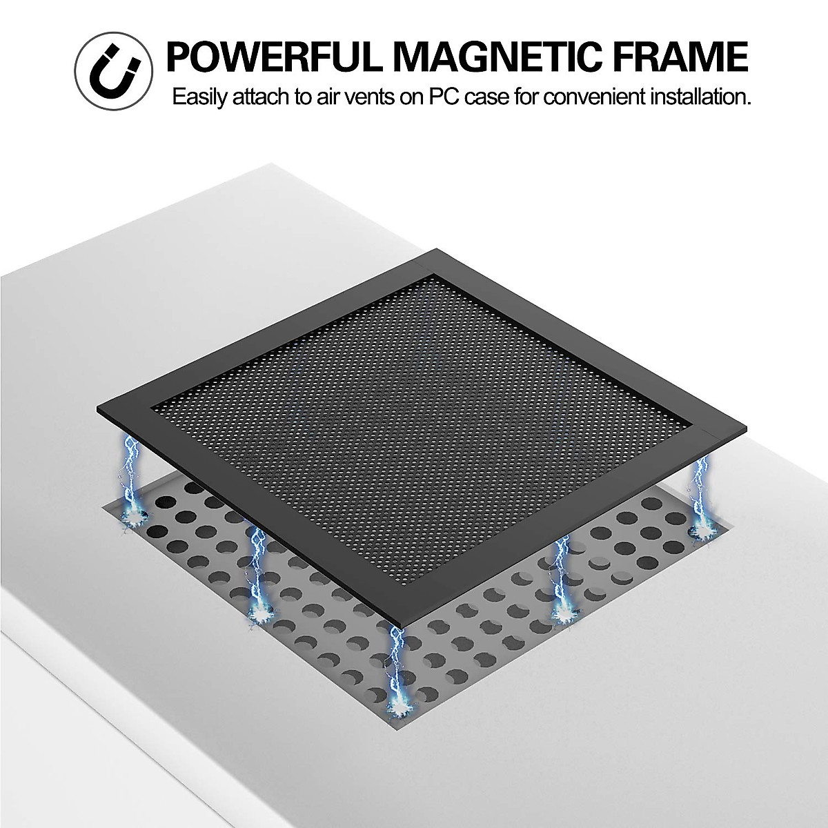 MoKo 120mm Dust Filter for Computer Cooler Fan, [4 Pack] Magnetic Frame PC Fan Dust Mesh PC Cooler Filter PVC Dustproof Cover Computer Fan Grills - Black