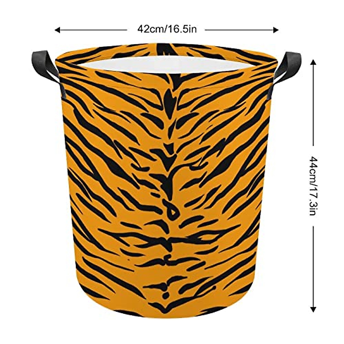 Tiger Skin Pattern Foldable Laundry Basket Waterproof Hamper Storage Bin Bag with Handle 16.5"x 16.5"x 17"