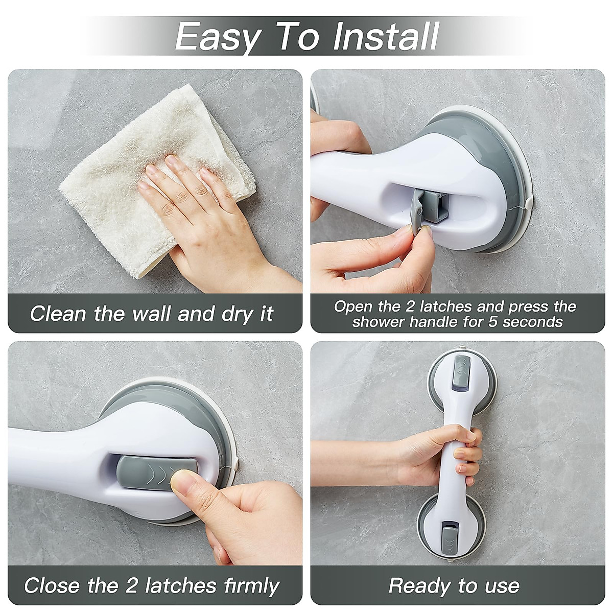 Shower Handle, Grab Bars for Shower & Bathtubs for Seniors, Handicap & Kids, Strong Hold Suction Shower Handles