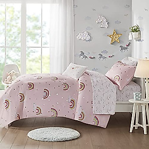 Mi Zone Kids Alicia Cozy Bed in A Bag Comforter with Complete Sheet Set Fun and Playful Print, Children Cover Girls Room Décor, Full, Pink 8 Piece