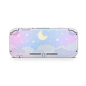 Tacky Design Clouds Decal Skin Compatible with Nintendo Switch Lite Skin Wrap, Pastel Starry Skin with Blue Sky and Moon for Nintendo Switch Lite Cover, Premium Vinyl 3M Full Wrap Decal.