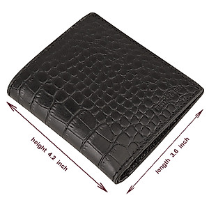 BOTANNER Genuine Leather Womens Wallet RFID Blocking Slim Compact 6 Credit Card Slots 1 ID Window Bills Sections Zipped Section for Coins Secure Button Closure Gift Boxed Red