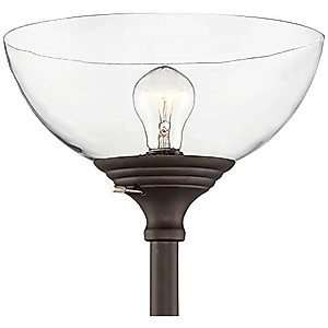 360 Lighting Riley Rustic Farmhouse Torchiere Floor Lamp Standing 72" Tall Painted Bronze Brown Metal 3-Light Clear Glass Shade for Living Room Reading Bedroom Office House Home Decor