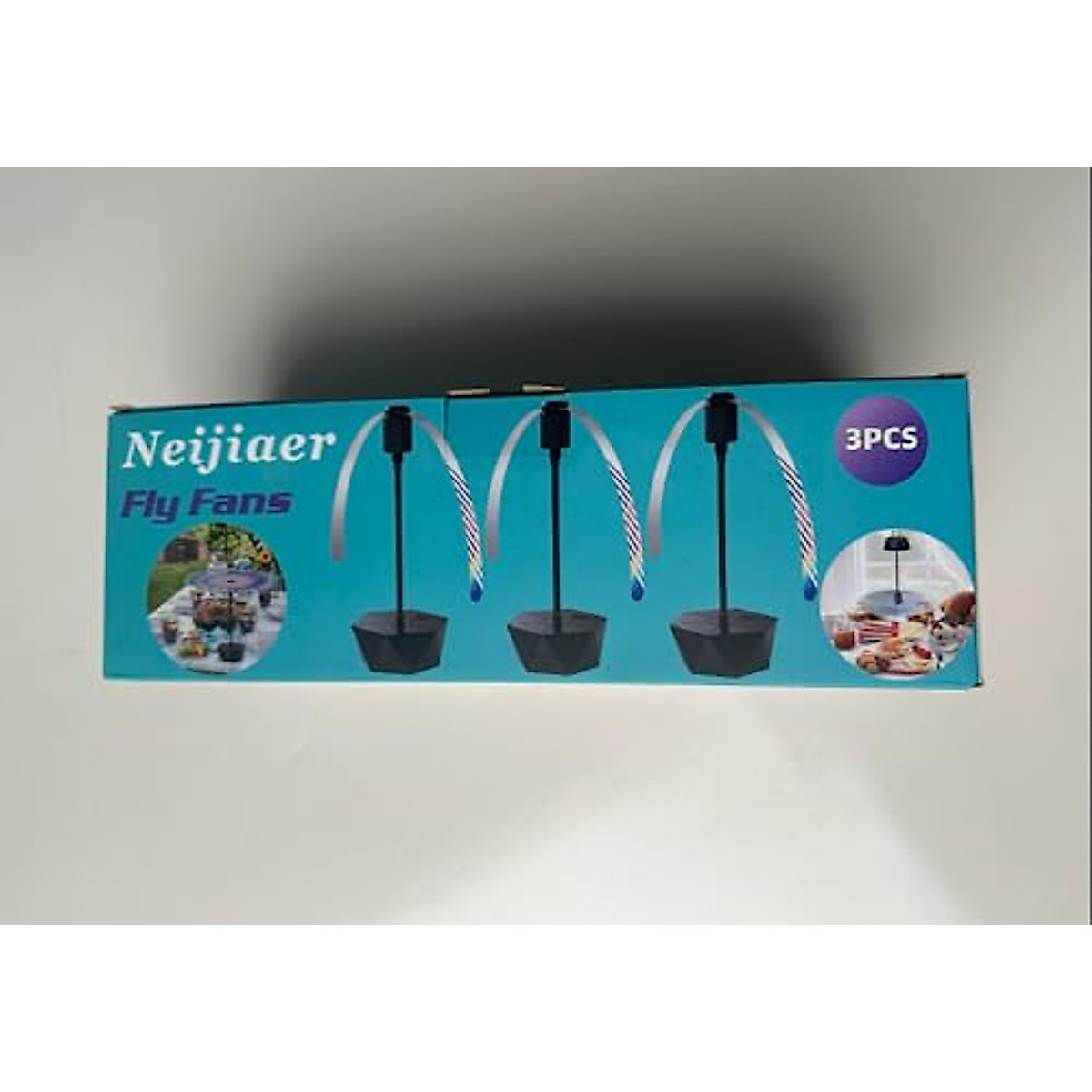 Neijiaer Fly Fans for Tables, Practical Fly Repellent Fan with Soft Blades, Soundless and Portable Fly Fan Keeps Your Food Clean(3 Pack)