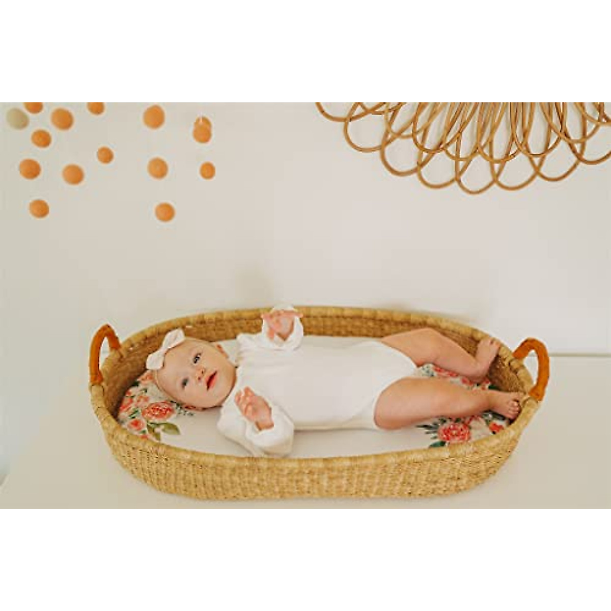 NODNAL CO. Changing Pad Cover - 100% Cotton for Baby Girl/Boy - Gender Neutral Patterns & Colors - Universal Fit Changing Pad Liner for Standard 16" x 32" Baby Changing Table Mats ("I Love You")