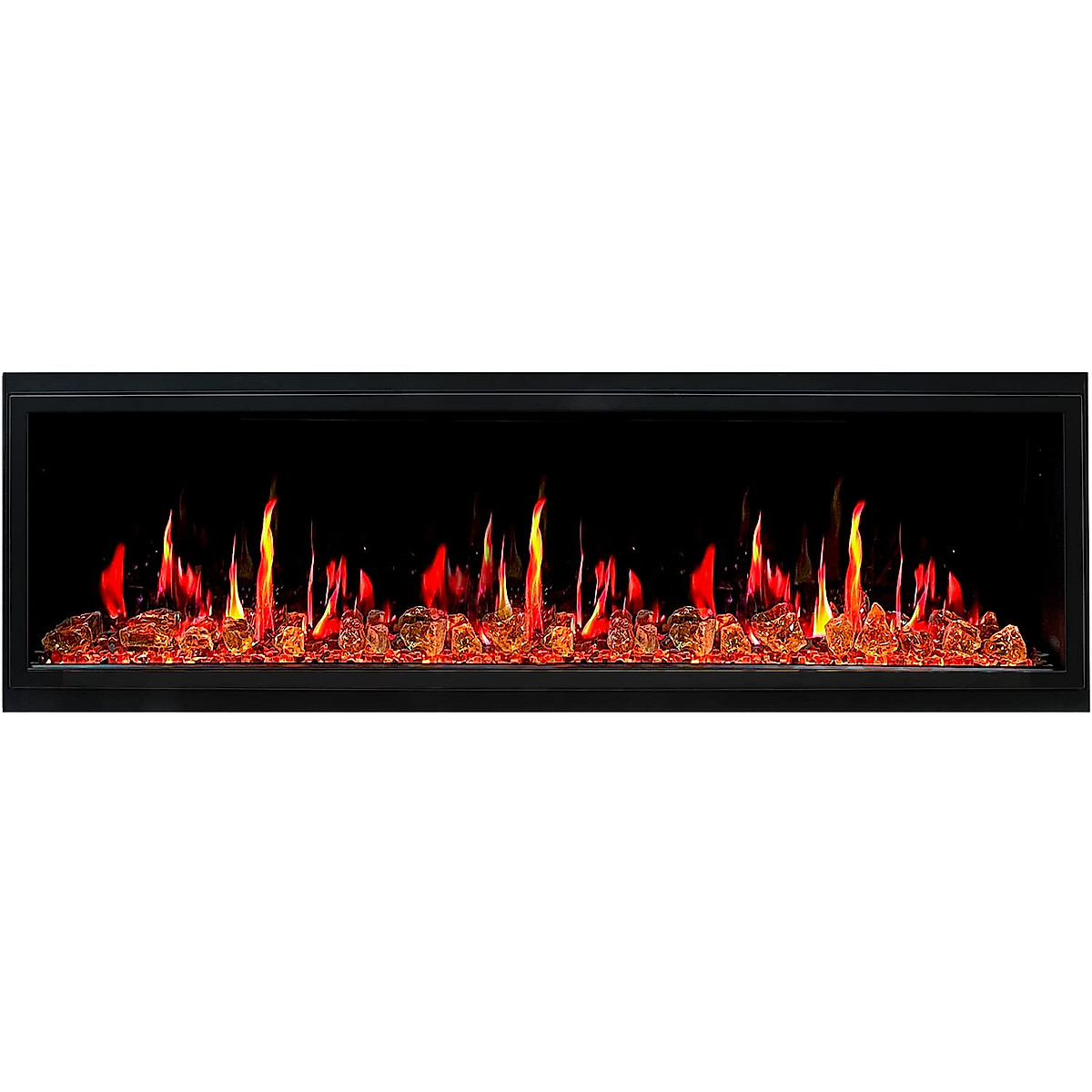 Litedeer Homes Latitude 65" Smart Electric Fireplace with App, Crackling Fire Sounds, Reflective Amber Glass, Black - ZEF65XA