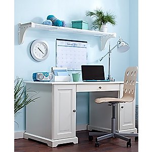 EZ Shelf DIY Expandable Shelf ONLY (No Hanging Rod) - 42.5” - 75” -White-Mounts to Backwall(Floating) with 2 End Brackets-Easy to Install-Strong- Closet Wire Shelving Alternative-(EZS-SW72-1-2)