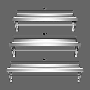 HXCFYP Stainless Steel Shelf 12 x 36 Inches 280 lb, NSF Commercial Wall Mount Floating Shelving for Restaurant, Kitchen, Home and Hotel
