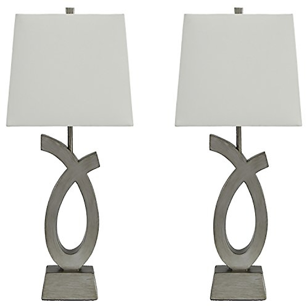 Signature Design by Ashley Amayeta Modern 28" Art Sculptured Design Table Lamp, 2 Count, Silver