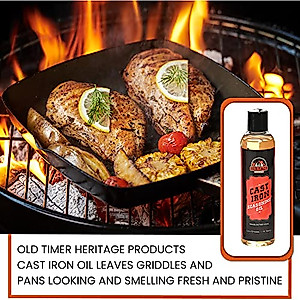 Heritage Products Cast Iron Seasoning Oil - Low-Smoke, Hi Temp All-Natural Skillet Conditioner for Dutch Oven, Griddle, Camp Grill – Cleans, Protects Cast Iron Cookware with Avocado Oil