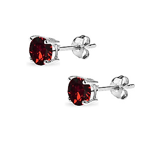 Sterling Silver 5mm Round Dark Red Stud Earrings created with European Crystals
