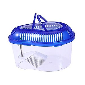 POPETPOP Reptile Carrier - Reptile Terrarium Habitat Small Turtle Tank, Turtle Container, Reptile Carrier with Cover and Handle - Above Tank Basking for Mini Pet Houses(Small)