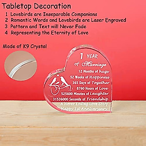 IFOLAINA 1 Year of Marriage Gift 1st Wedding Anniversary Crystal Heart Gift for Her Keepsake Decoration Gifts for Couple Him Her Husband Wife - 1 Year