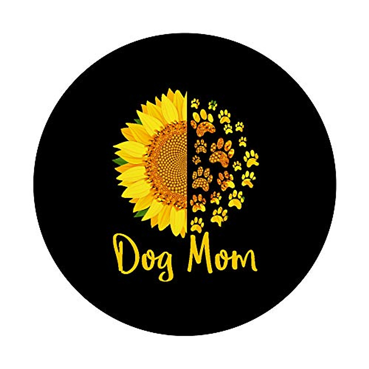 Dog Mom Sunflower Paw Print Dog Owner PopSockets Swappable PopGrip