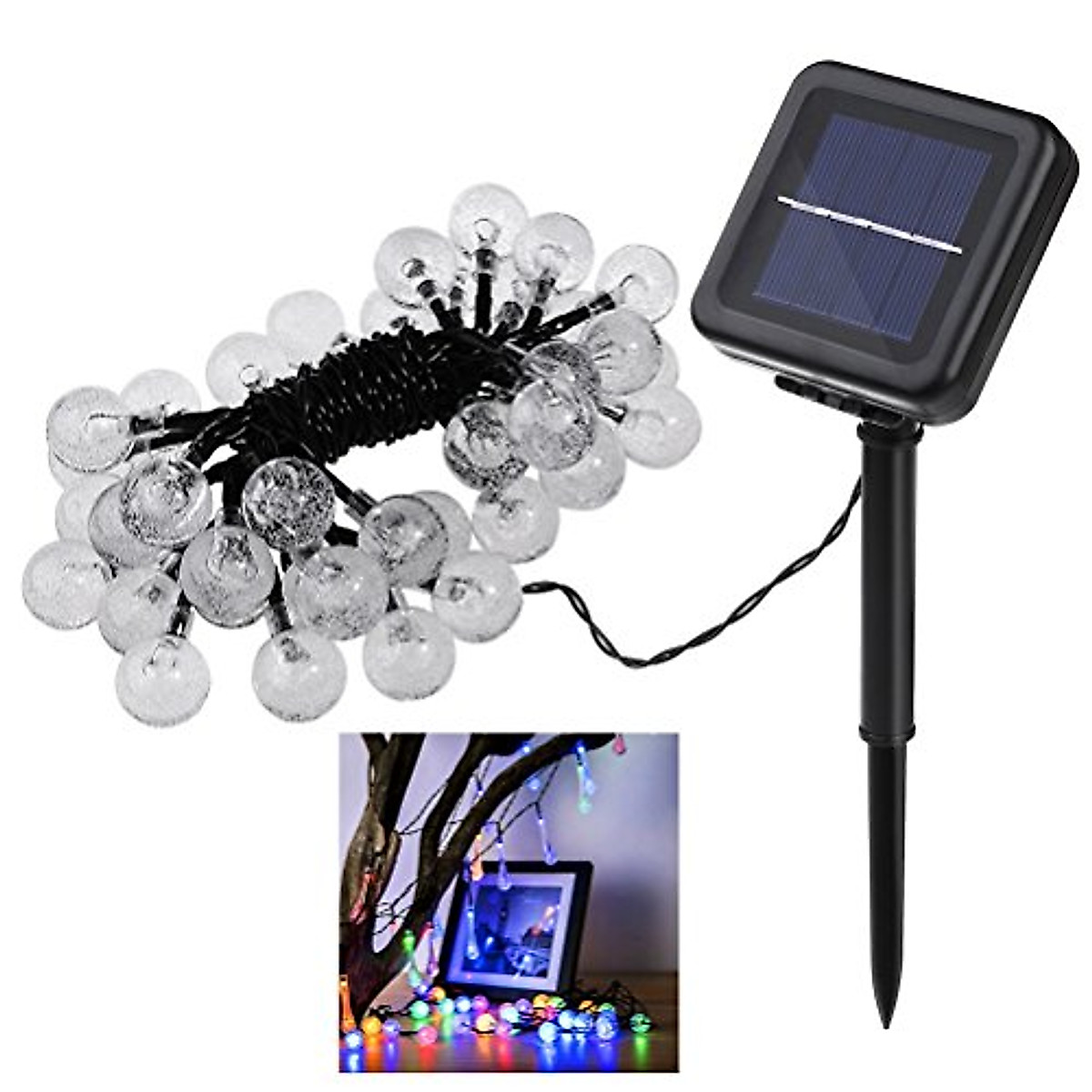 Christmas Lamp- 7M 50LED Crystal Ball Solar String Lights Christmas Fairy Garden Lights for Outdoor Home Lawn Patio Party and Holiday Decorations (Warm White Light)
