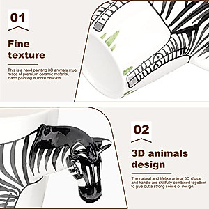Ceramic Drinking Mugs Ceramic Coffee Mugs Porcelain Coffee Water Cup 3D Zebra Animal Tea Mug Milk Cup Juice Drinking Cup Espresso Cups for Home Office Hotel Ceramic Coffee Cup