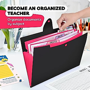 Accordion File Organizer - Expanding File Folder - File Folder Organizer - (5 Pockets, Plastic, for 8.5 x 11) - Expandable File Folder - Accordion Folder (Black)