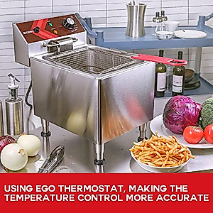 EGGKITPO Deep Fryer with Basket Commercial Deep Fryer 12L Electric Countertop Fryer Stainless Steel Deep Fryers for Restaurant Home Use with Extra Large Frying Basket and Lid, 120V, 1800W