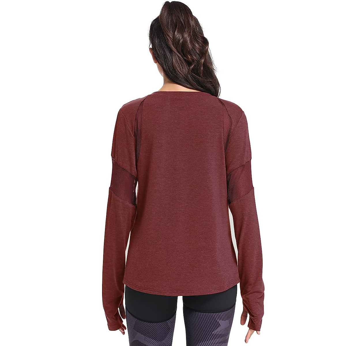 Muzniuer Womens Long Sleeve Workout Shirts-Plain Long Sleeve Tshirt for Women Yoga Sports T-Shirt Long Sleeve Breathable Shirts Activewear with Thumb Hole Red S