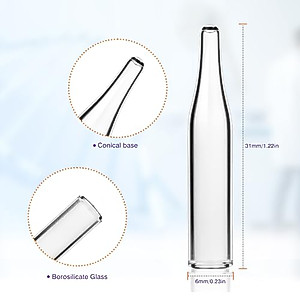 PEKYBIO Vial Insert, 6x31 mm Clear Glass Insert Conical Base, Volume 300 ul, Pack of 100