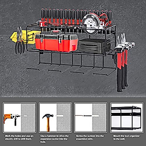 Power Tool Organizer, Metal Wall-Mounted Drill Holder, Storage Rack for Cordless Drill, Tool Organizers and Storage, Heavy Duty & Removable Design