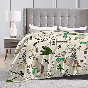 Duck Blanket for Kids, Cute Mallard Ducks Gifts, Soft Lightweight Flannel Throw Blanket with Mallard Ducks, Cute Duck Decoration for Bed Bedroom Sofa, 50 in x 40 in