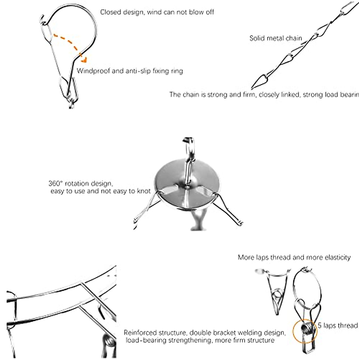 Stainless Steel Sock Dryer Laundry Hanger Drying Rack Windproof Clothes Hanger with 20 Clips for Drying Socks,Clothes,Hats,Baby Clothes,Towels,Underwear and Gloves