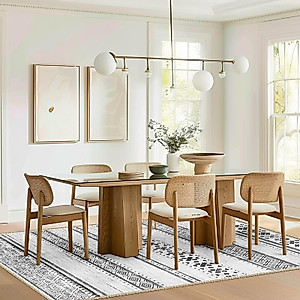 BESTSWEETIE 8x10 Area Rugs for Living Room Washable Moroccan Farmhouse Neutral Geometric Low Pile Non-Slip Soft Print Pattern Rug for Bedroom Kitchen Dining Room Entryway Grey/Black/Navy