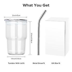 FASTSUB 20 OZ Glitter Sublimation Tumblers 24 Pack and 3 OZ Sublimation Shot Glasses Clear 6 Pack