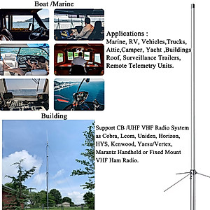 CB Radio Antenna Marine Talkie Walkie Base Station Antennas Boat VHF UHF 29.6/50.5/144/433Mhz Fiberglass Outdoor PL259 for Boat Car RV Uniden Icom Yaesu Cobra Midland Hand Held CB Radio System