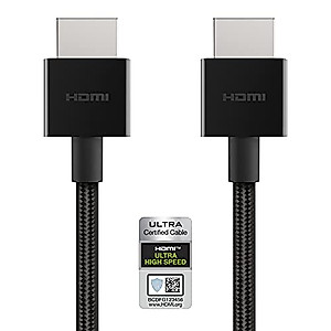 Belkin Ultra HD HDMI 2.1 Cable 6.6FT/2M, 4K Ultra High Speed HDMI Cable, 48Gbps HDMI 2.1 Braided Cord, Dolby Vision HDR & 8K@60Hz Capable, Compatible w/ Playstation, PS4, PS5, Xbox Series X & More