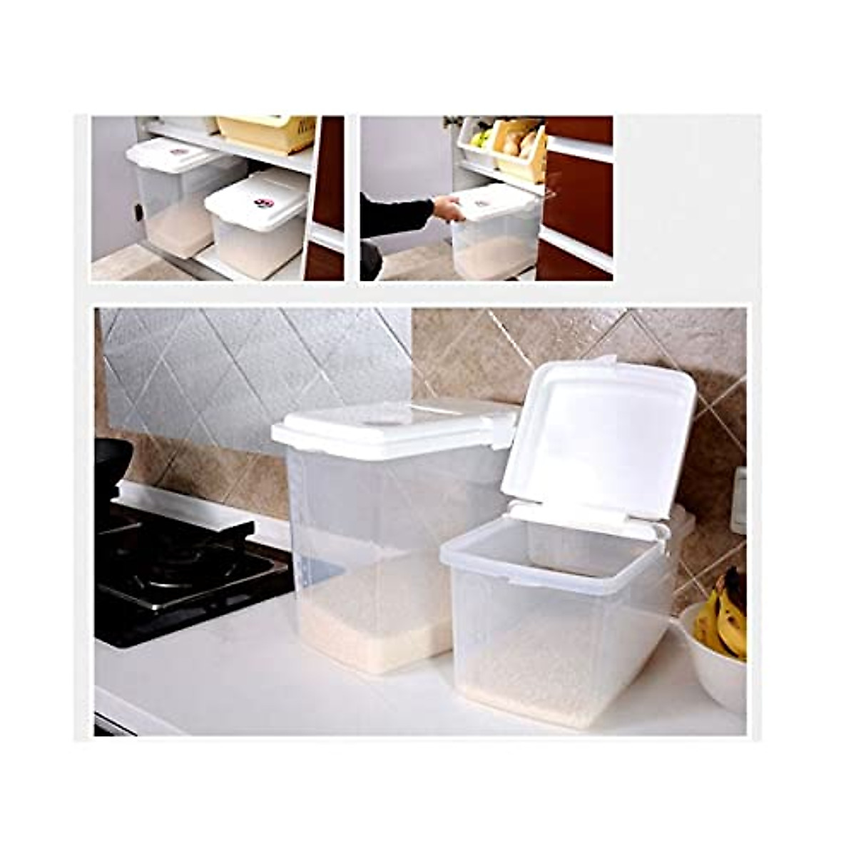 JapanBargain 1826, Set of 2 Large Japanese Kitchen Pantry Storage Containers Kome Bitsu Rice Storage Container 22 lbs, Made in Japan