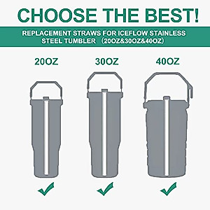 8 Pack Replacement Straws for IceFlow Stainless Steel Tumbler, Reusable Straws Plastic Straws with Cleaning Brush Compatible with Stanley IceFlow 30oz Tumbler Stanley Flip Straw Tumbler