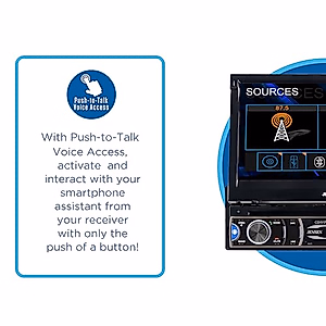 JENSEN CDR171 7 inch AM/FM Motorized Flip Out LED Media Touch Screen Single Din Car Stereo Radio | CD & DVD Player | Push to Talk Assistant | Bluetooth | Backup Camera Input | USB and 3.5mm AUX Inputs