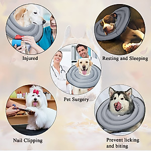 BABYLTRL Dog Cone Collar for After Surgery, Inflatable Pet Recovery Collar for Dogs and Cats, Soft Protective Recovery Cone to Prevent Pets from Touching Stitches, Wounds and Rashes (L, Grey)
