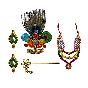 Craftsman Krishna janmashatmi Laddu Gopal Dresses 1 Pc Bal Gopal Kanha ji Poshak with Accessories & Hair Thakurji Handmade Dress for Krishna Janmashtmi Home and Temple (Size 5)