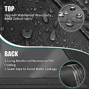 GARPROVM Patio Furniture Covers Waterproof Outdoor Table Sofa Set Covers with Upgraded 600D Material, 4 Windproof Buckles 124 x 71 x 29 Inch Rectangular Heavy-Duty Large