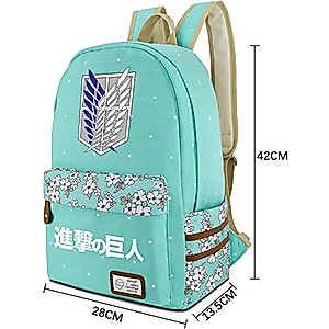 Soutrend AOT Wings Anime Canvas Backpack Polka Dots School Bag Printed Rucksack Daypacks Green Bookbag