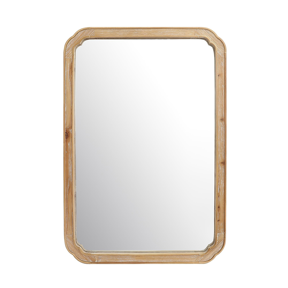 Wood Farmhouse Mirror, 24" x 36" Wall Mounted Ractangle Rustic Mirror for Foyer, Living Room, Bedroom, Bathroom