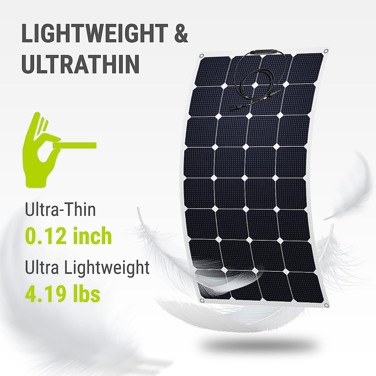 Newpowa Flexible Solar Panel 100W 12 Volt Monocrystalline Semi-Flexible Bendable Mono Ultra Lightweight High Efficiency Charger Off-Grid for Uneven Surfaces Marine RV Cabin Va