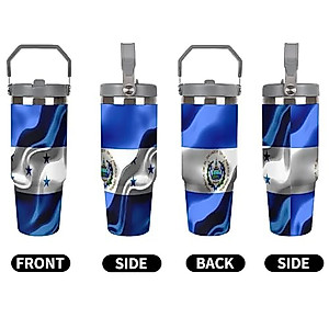 El Salvadorean Honduras Flag 30 OZ Insulated Tumblers with Handle And Straw Leakproof Vacuum Insulated Stainless Steel Water Bottle for Car Fishing Travel