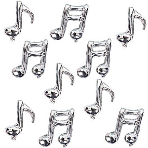 10 PCS Musical Note Aluminum Foil Balloons Guitar Silver Happy Birthday Music Balloons Banner Music Party Decorations for Music Themed Party, Birthday, Home Outdoor Party, Celebrations