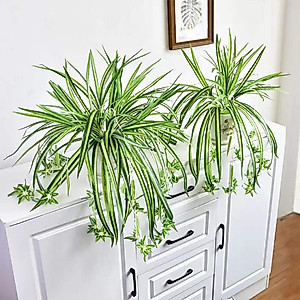 GBESTWOOW Artificial Spider Plant Hanging Vine Fake Greenery for Home Garden Office Wedding Decoreation 2pcs