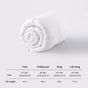 DWR Premium Feather Down Comforter Duvet Insert - 100% Skin-Friendly Cotton, Medium Weight Quilted for All Season Bedding (Full/Queen, Ivory White)