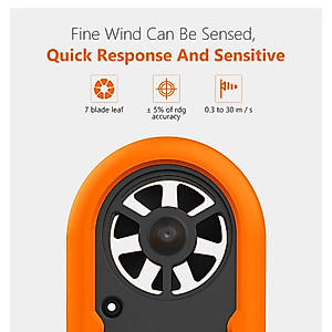 GOLDCHAMP Mini Anemometer Handheld, Digital Wind Speed Meter Anemometer Handheld Wind Gauges for Measuring Wind Speed Temperature and Wind Chill for Shooting Windsurfing Fishing Hunting