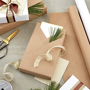 Hallmark Bulk Kraft Wrapping Paper with Cut Lines (2 Rolls: 160 sq. ft. ttl) White and Brown for Christmas, Hanukkah, Baby Showers, Weddings, Birthdays, Valentines Day, Arts & Crafts, Banners